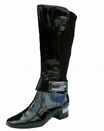 Ladies Black Patent Stretch Boots | Sole Divas